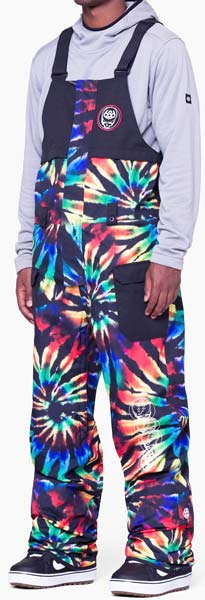 686 Mens Frontier Snow Bib Pant 2024 in Grateful Dead Tie Dye...