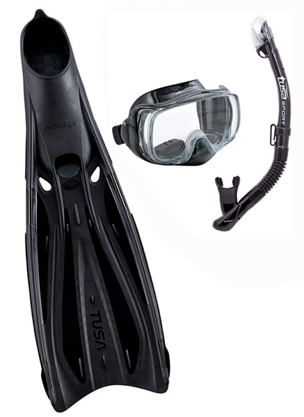 Tusa Sola FF23 fins, Imprex 3D Dry Mask, Snorkel & Fin set